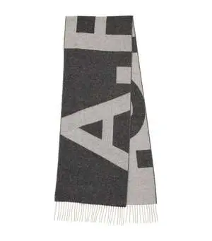 A.p.c. Wool-blend Logo Scarf - Black