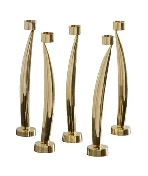 FOURTH STREET Leaf Set Of Five -tone Brass Candleholders - Gold