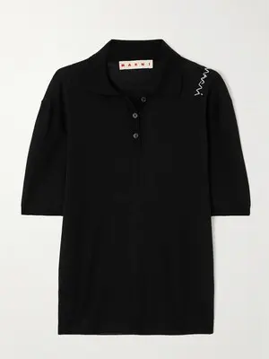 Marni Embroidered Wool And Silk-blend Polo