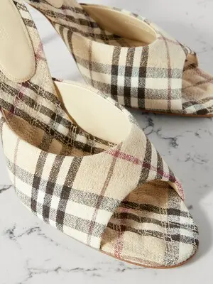 Burberry Checked Linen Mules