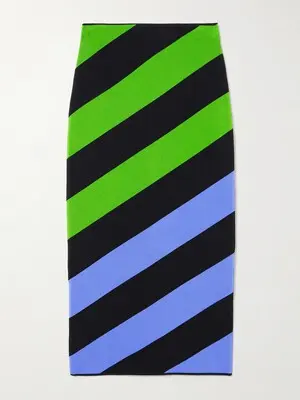 Carolina Herrera Striped Stretch-knit Midi Skirt - Multi
