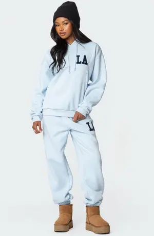 EDIKTED La Love Relaxed Fit Sweatpants - Light-blue
