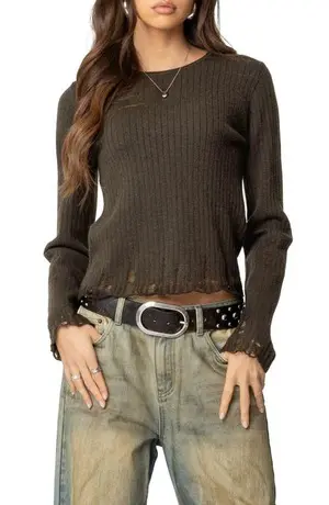 Edikted Distressed Sweaters For Women