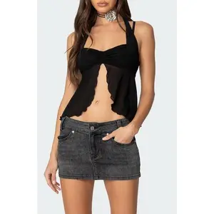 EDIKTED Split Front Mesh Halter Top