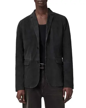 ALLSAINTS Monet Waxed Suede Regular Fit Blazer - Agate Blue