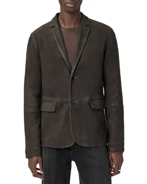 ALLSAINTS Monet Waxed Suede Regular Fit Blazer - Mole Brown