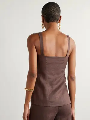 Faithfull The Brand Corbiere Linen Tank - Brown