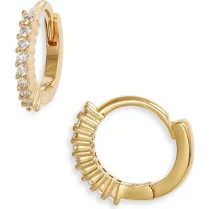 Nordstrom Cubic Zirconia Huggie Hoop Earrings - 14k Gold Plated