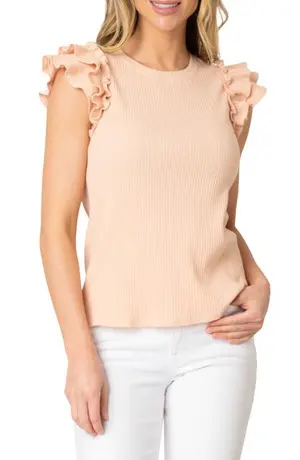 GIBSONLOOK Flutter Sleeve Rib Top - Soft Pink