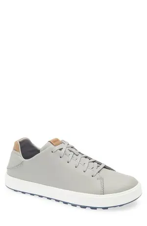 Olukai Wai'alae Waterproof Leather Golf Shoe - Grey Fog/tan