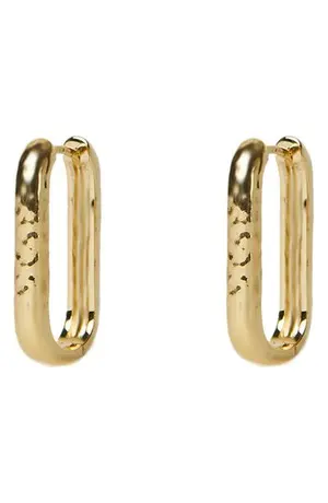 Argento Vivo Oblong Hoop Earrings - Gold