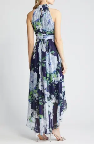 Eliza J Floral Chiffon High-low Midi Dress
