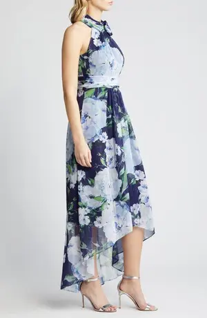 Eliza J Floral Chiffon High-low Midi Dress