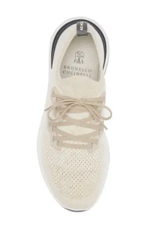 Brunello Cucinelli Mélange Knit Runner Sneakers - Ivory