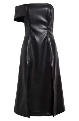 slim fit dress slacks Latte Off the Shoulder Faux Leather Mini Dress main image 1