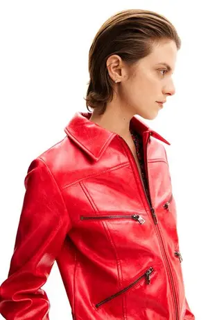 Desigual Faux Leather Biker Jacket
