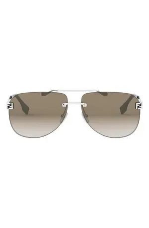 Fendi Sky 61mm Pilot Sunglasses - Shiny Palladium / Brown