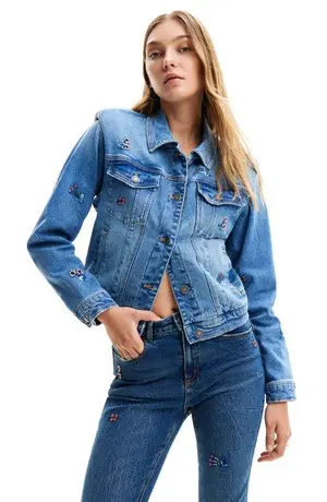 Desigual Slim Beaded Floral Jeans