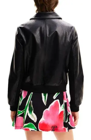 Desigual Retro Faux Leather Biker Jacket
