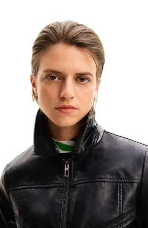 Desigual Retro Faux Leather Biker Jacket