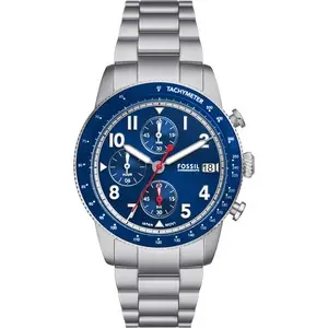 Fossil Sport Tourer Bracelet Chronograph Watch - Silver/blue