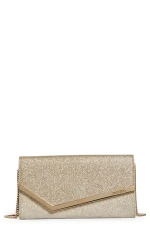 JIMMY CHOO Emmie Glitter Clutch - Platinum Ice