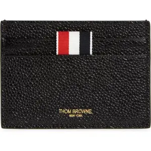 Thom Browne Grained Leather & Canvas Card Holder - Black