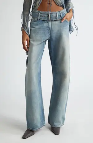 Acne Studios Belted Low Waist Wide Leg Jeans