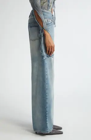 Acne Studios Belted Low Waist Wide Leg Jeans