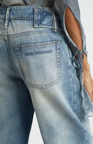 Acne Studios Belted Low Waist Wide Leg Jeans