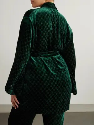 Gucci Belted Devoré-velvet Robe - Green