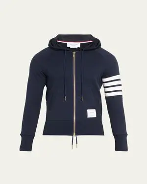 Thom Browne Four-stripe Zip Hoodie - Navy