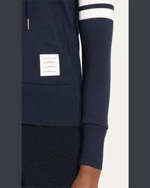 Thom Browne Four-stripe Zip Hoodie - Navy