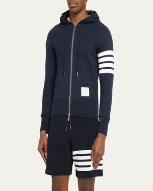 Thom Browne Four-stripe Zip Hoodie - Navy