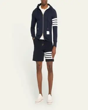 Thom Browne Four-stripe Zip Hoodie - Navy