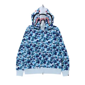 A BATHING APE Abc Camo Double Shark Full Zip Hoodie - Blue