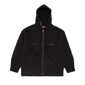 Supreme Fleece Zip Up Hooded Shirt - Black