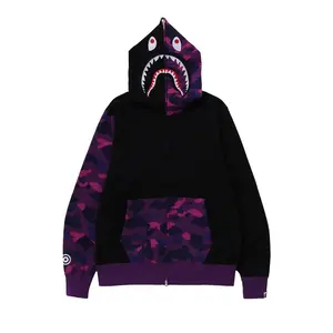 A BATHING APE Color Camo Shark Full Zip Hoodie - Purple