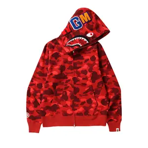 A BATHING APE Color Camo Shark Full Zip Hoodie - Red
