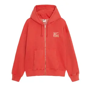 StÜssy X Nike Pigment Dyed Fleece Zip Hoodie - Red