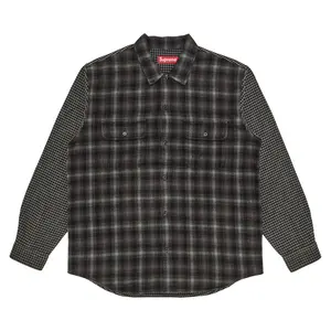 Supreme Houndstooth Plaid Flannel Shirt - Black