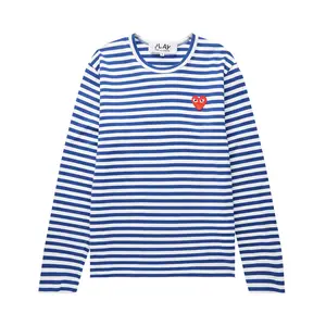 Play Comme Des Garcon Striped Long-sleeve T-shirt - Blue
