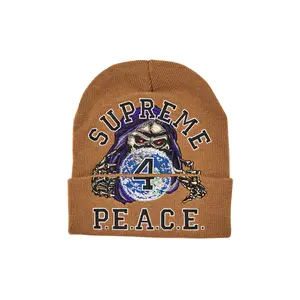 Supreme Peace Embroidered Beanie - Tan