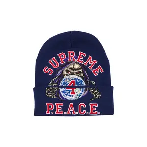 Supreme Peace Embroidered Beanie - Blue