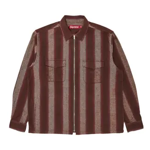 Supreme Stripe Flannel Zip Up Shirt 'brown' Brown