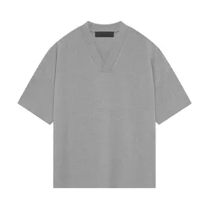 Fear Of God V Neck T-shirt 'dark Heather Oatmeal - Grey