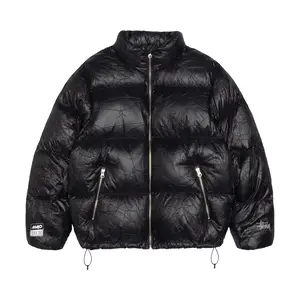 ジャケット・アウター 00s old stussy leather puffer jacket StüSsy Wrinkled Nylon Down Puffer - Black | Editorialist