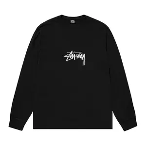StÜssy Pigment Dyed Small Stock Long-sleeve Tee - Black