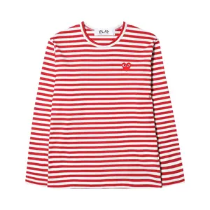 Play Comme Des Garcon Striped Long Sleeve T-shirt - Red