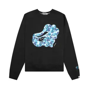 A BATHING APE Abc Camo Patch Relaxed Fit Crewneck - Black